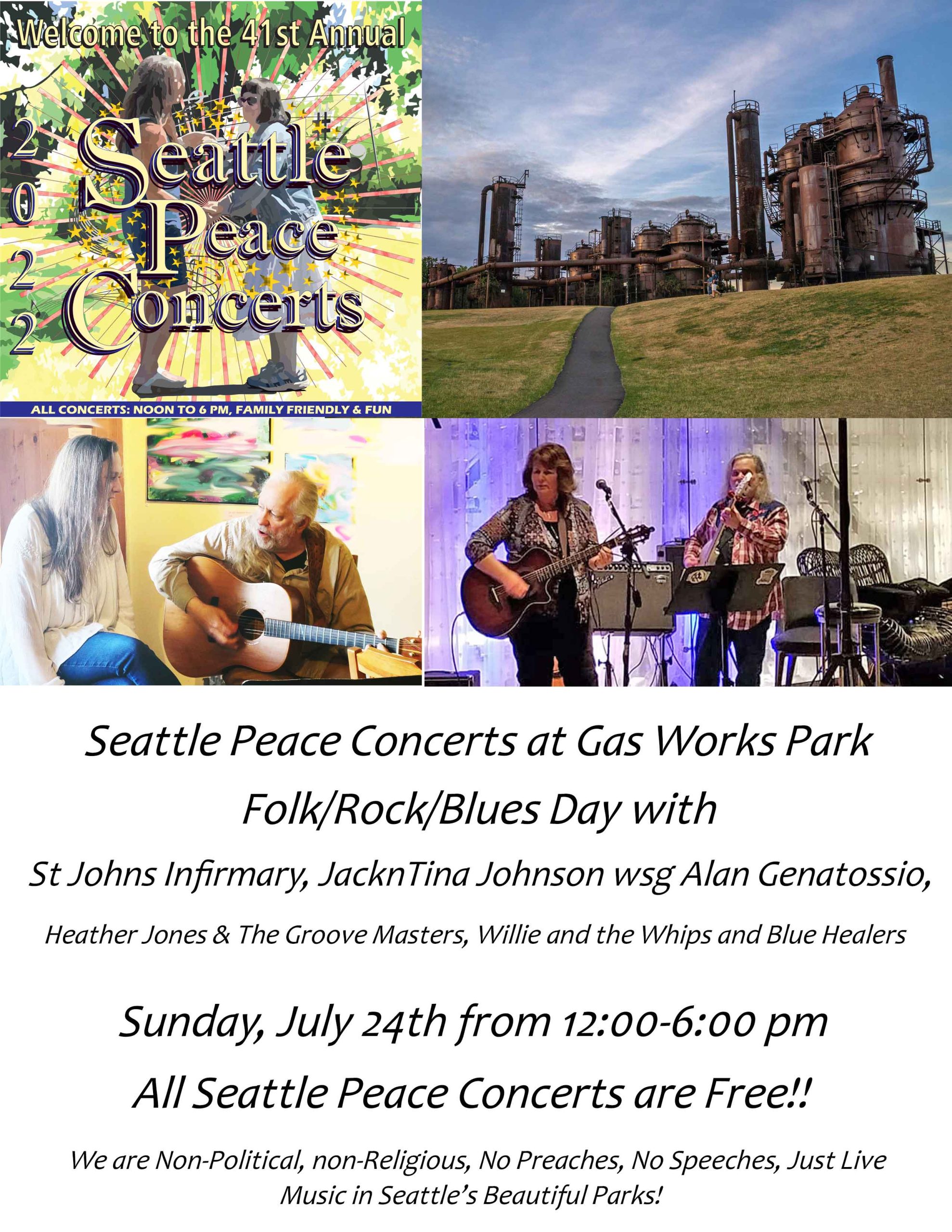 July 24th – Seattle Peace Concert – Gasworks Park – JacknTina Johnson